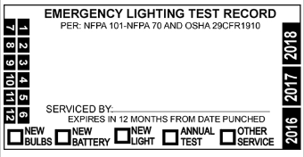 Emergency Light Test Record Labels | National Fire Supply